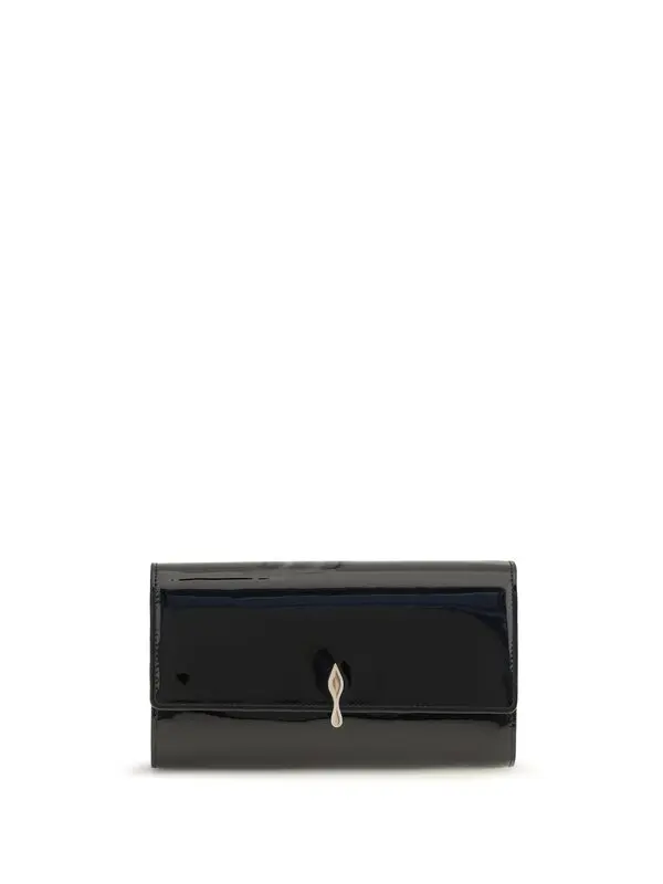 CHRISTIAN LOUBOUTIN Bettina Patent Leather Chain Wallet - Black