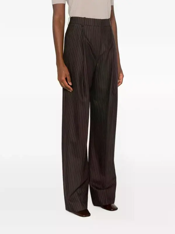 Elisabetta Franchi Pinstripe Print Wide-leg Trousers - Brown