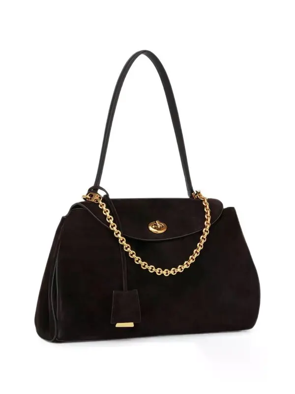 POTAMY Twist-lock Suede Shoulder Bag