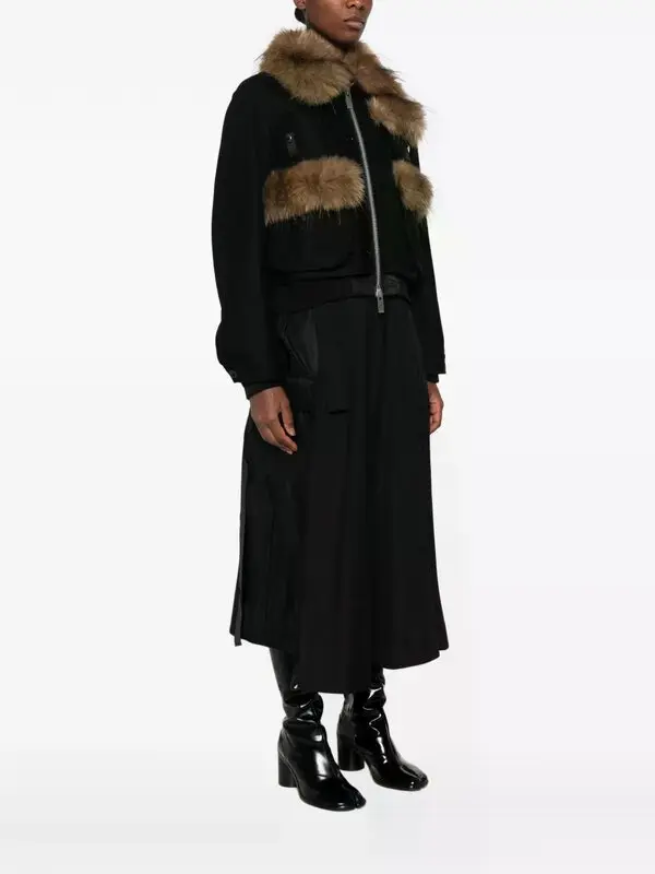 Sacai Faux-fur Trim Wool Jacket