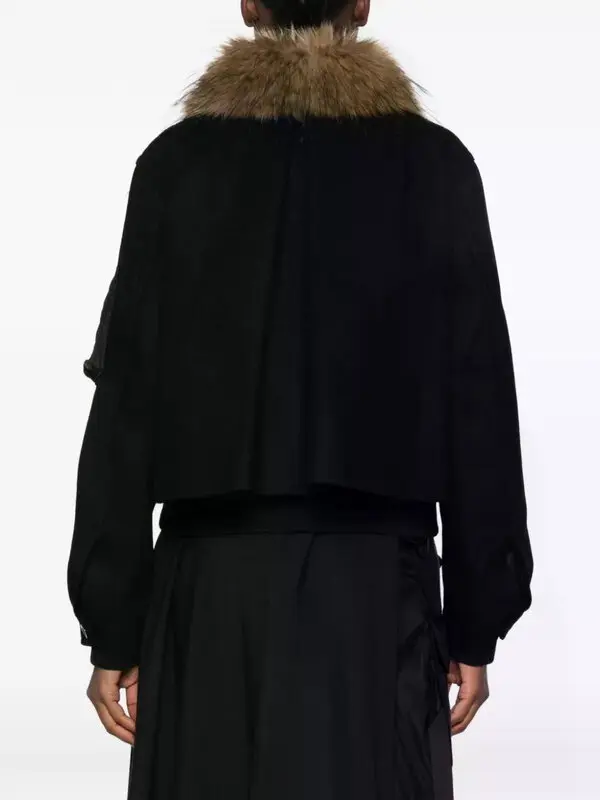 Sacai Faux-fur Trim Wool Jacket