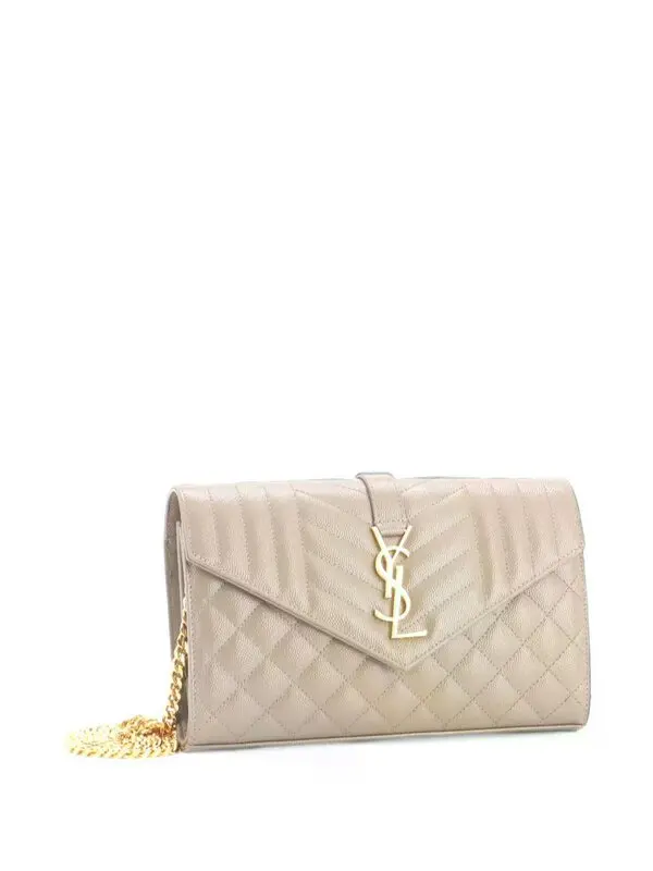 Saint Laurent Classic Monogram Chain Wallet Mixed Matelasse Leather Medium Crossbody Bag