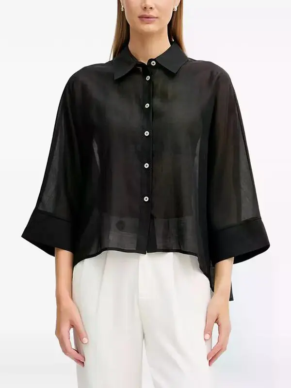 BENETTON Semi-sheer Wide-sleeve Shirt