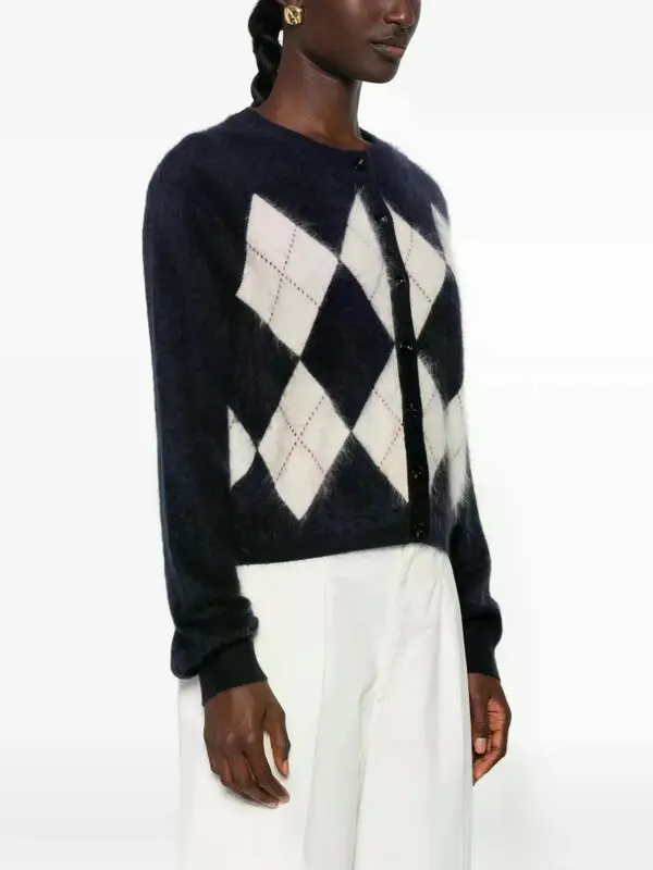 Soft Goat Argyle Cashmere Cardigan