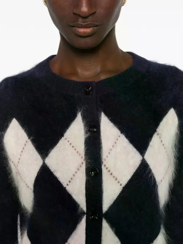 Soft Goat Argyle Cashmere Cardigan