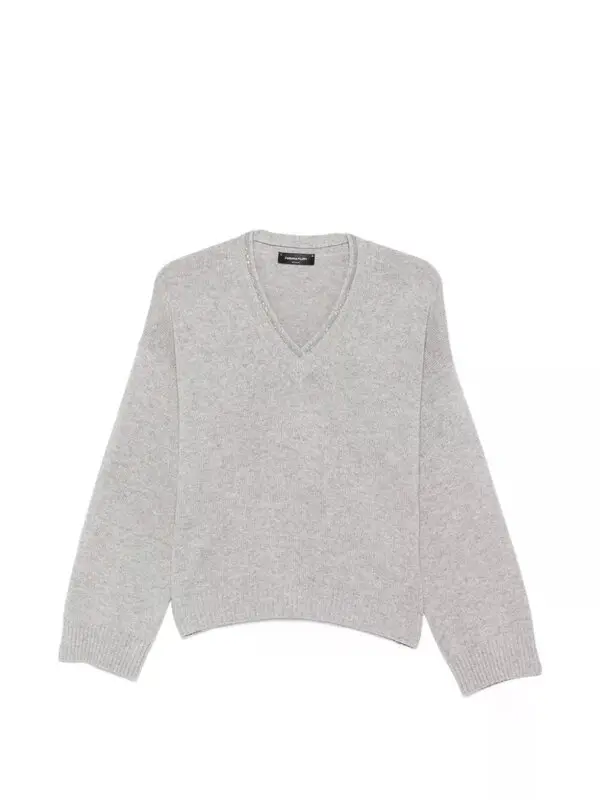 Fabiana Filippi Monili-trimmed V-neck Sweater - Grey