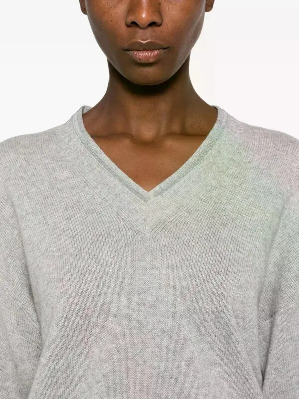 Fabiana Filippi Monili-trimmed V-neck Sweater - Grey