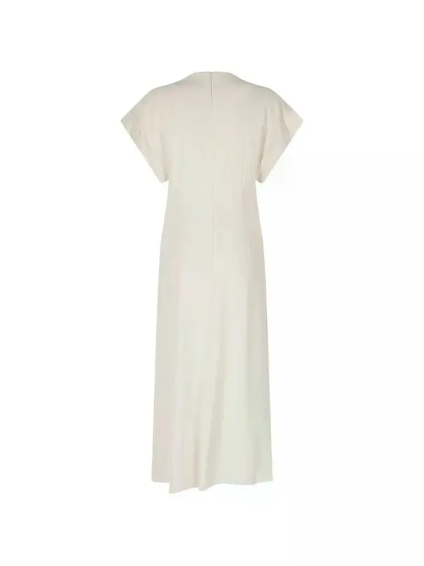 Alberta Ferretti Gathered V-neck Midi Dress - White