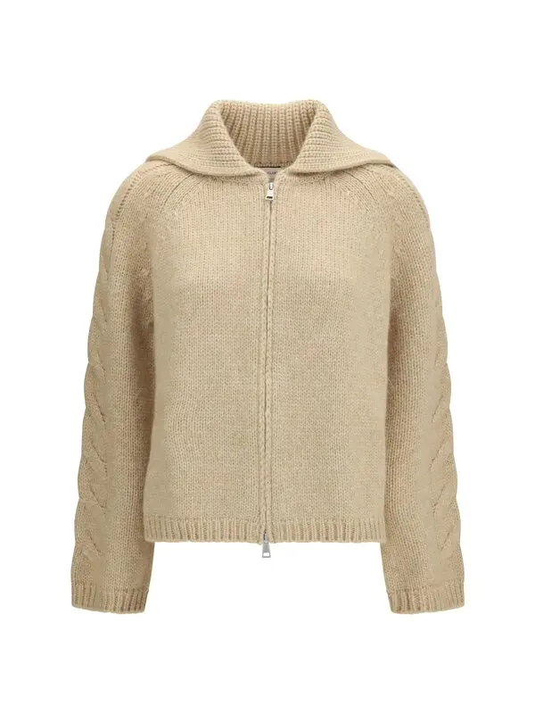 Moncler Alpaca And Wool Blend Zip Cardigan - Multicolor