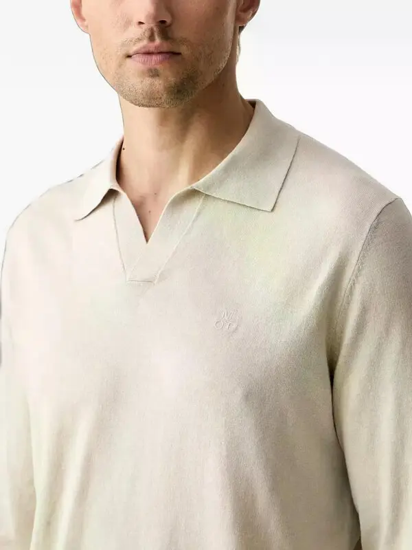 Marc O'polo Logo-embroidered Fine-knit V-neck Top
