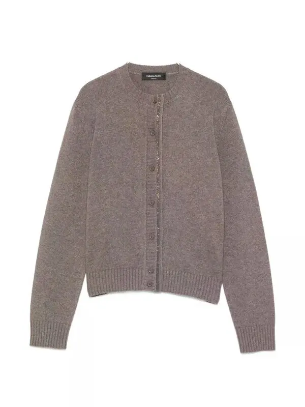 Fabiana Filippi Beaded-trim Knitted Cardigan - Grey
