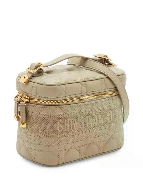 Dior 2021 Small Diortravel Cannage Vanity Bag - Neutrals
