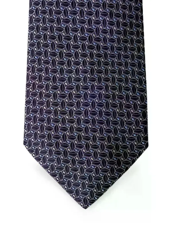 HACKETT  Geometric Pattern Silk Neck Tie - Blue