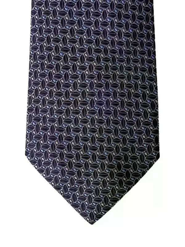 HACKETT  Geometric Pattern Silk Neck Tie - Blue