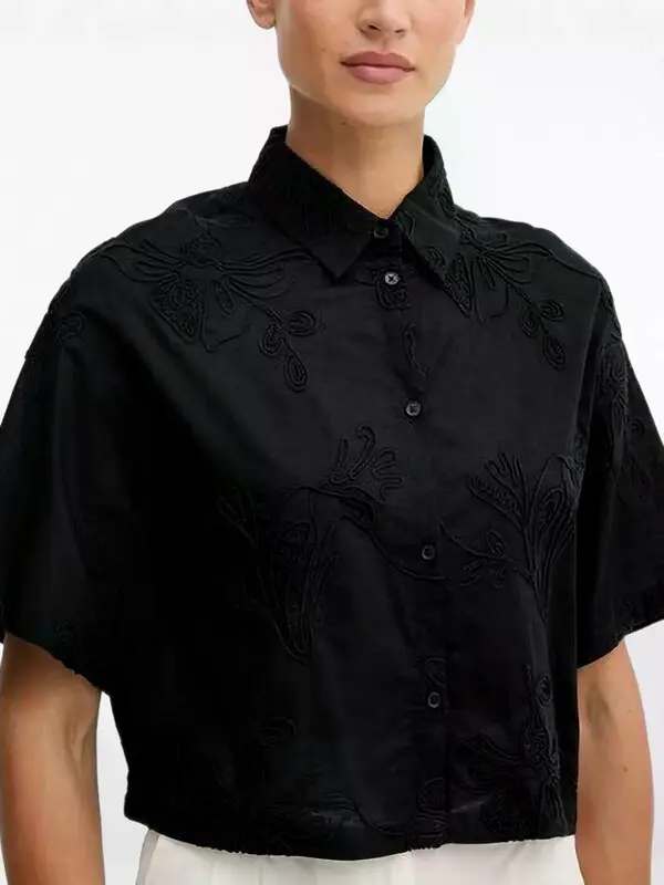 BENETTON Embroidered Cropped Shirt