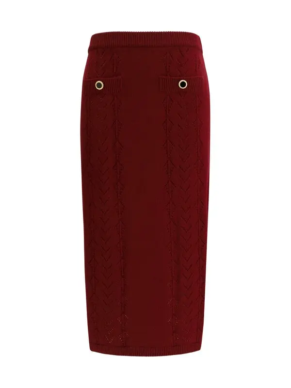 Alessandra Rich Merino Wool Midi Skirt - Multicolor
