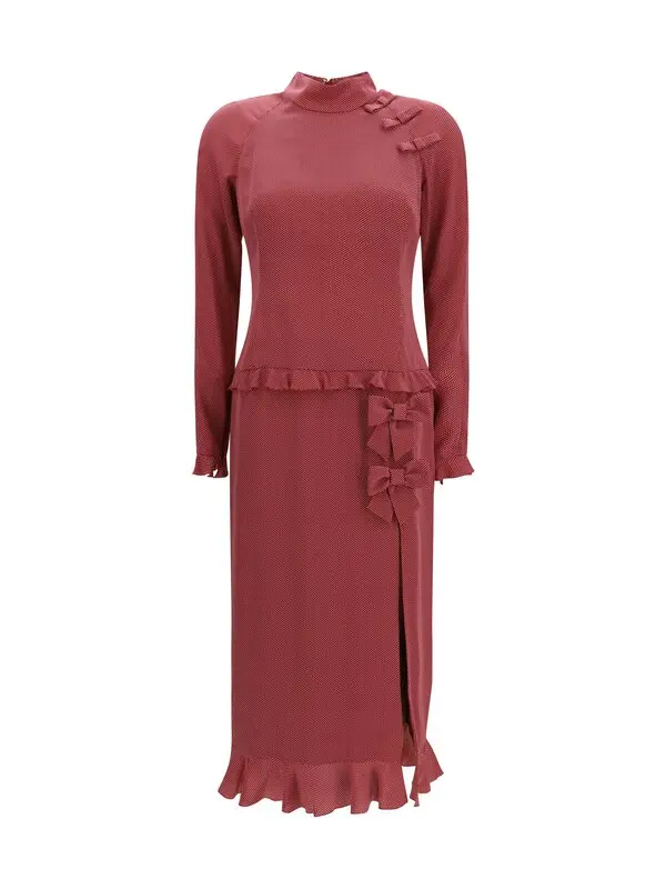 Alessandra Rich Silk Polka-dot Midi Dress - Multicolor