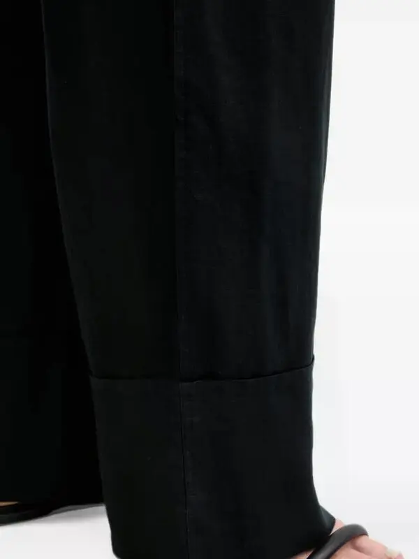 BENETTON Linen Drawstring Waist Trousers - Black