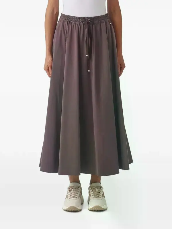 Herno Drawstring Waist A-line Midi Skirt - Brown