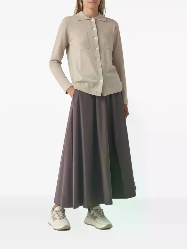 Herno Drawstring Waist A-line Midi Skirt - Brown