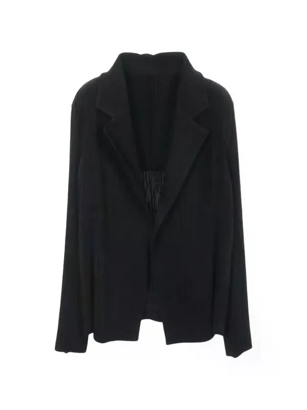 Issey Miyake 2010s Hatching Pleated Blazer - Black