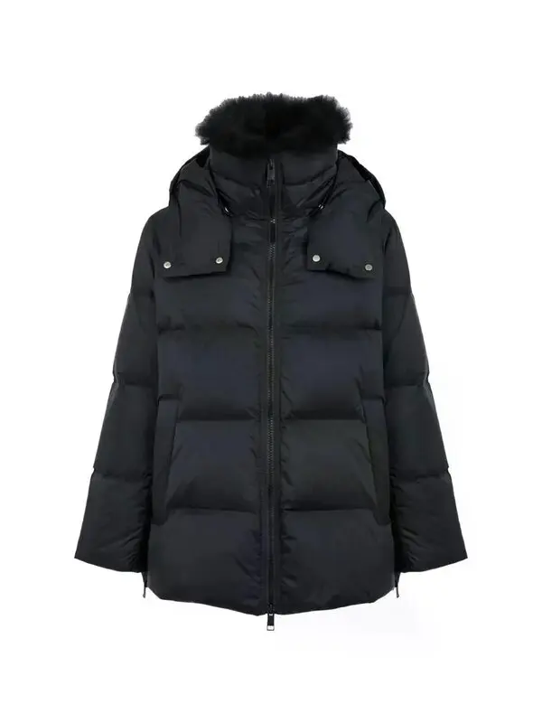 YVES SALOMON Fur-trim Hooded Down Jacket - Black
