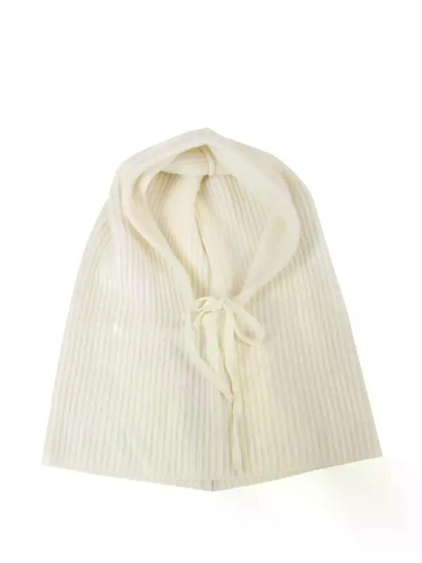 Federica Tosi Ribbed Knit Balaclava Hat - Neutrals