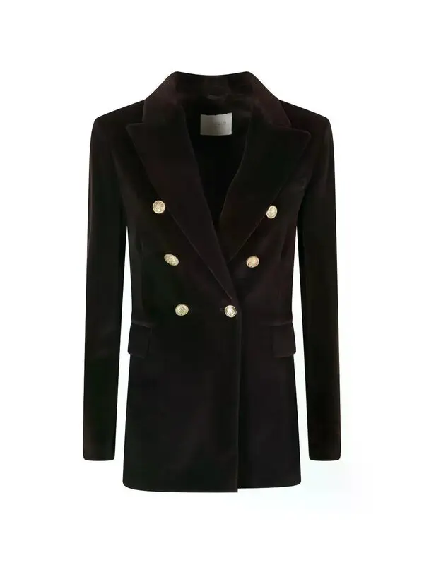 CIRCOLO 1901 Double-breasted Velvet Jacket - Brown
