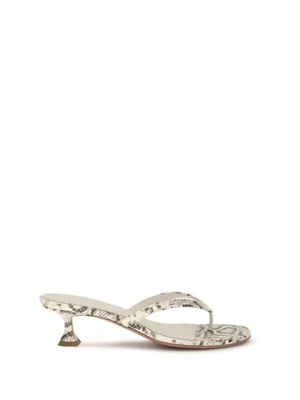 Amina Muaddi Snake-print Juliette Thong Sandals - Gray