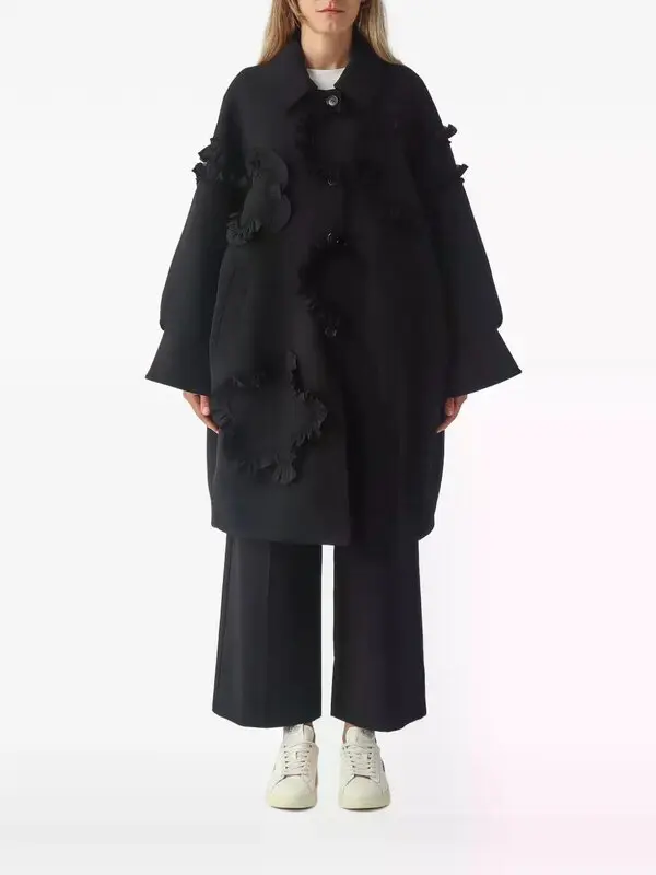 MEIMEIJ Ruffled Floral-appliqué Coat