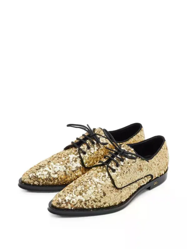 Dolce & Gabbana Sequin Pointed-toe Derby Shoes