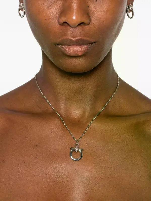 FERRAGAMO Gancini Necklace And Earrings Set - Silver