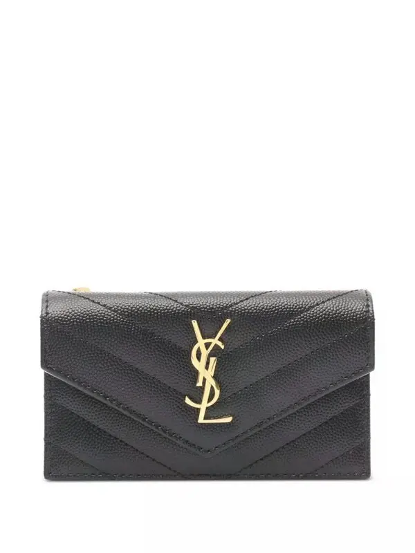 Saint Laurent 2020s Fragment Monogram Wallet - Black