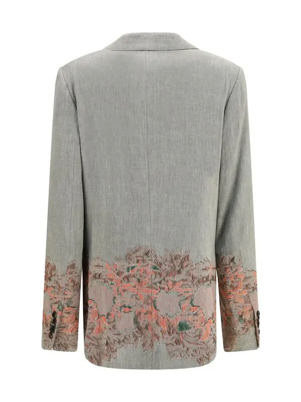 Dries Van Noten Double-breasted Embroidered Blazer - Gray