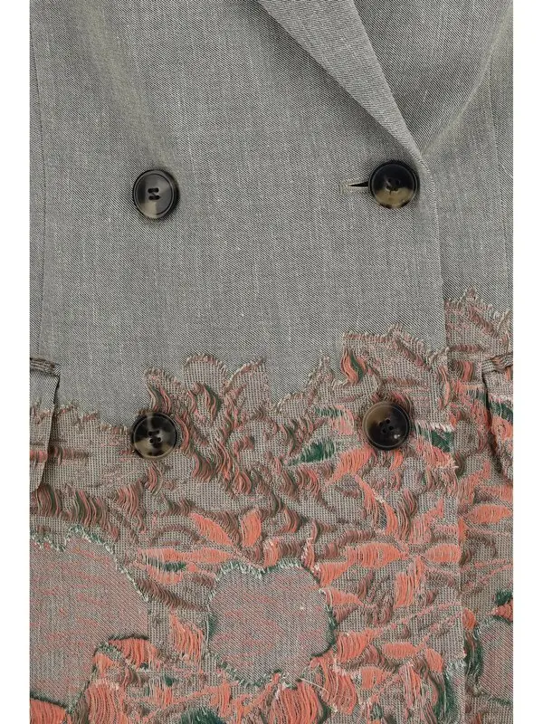 Dries Van Noten Double-breasted Embroidered Blazer - Gray