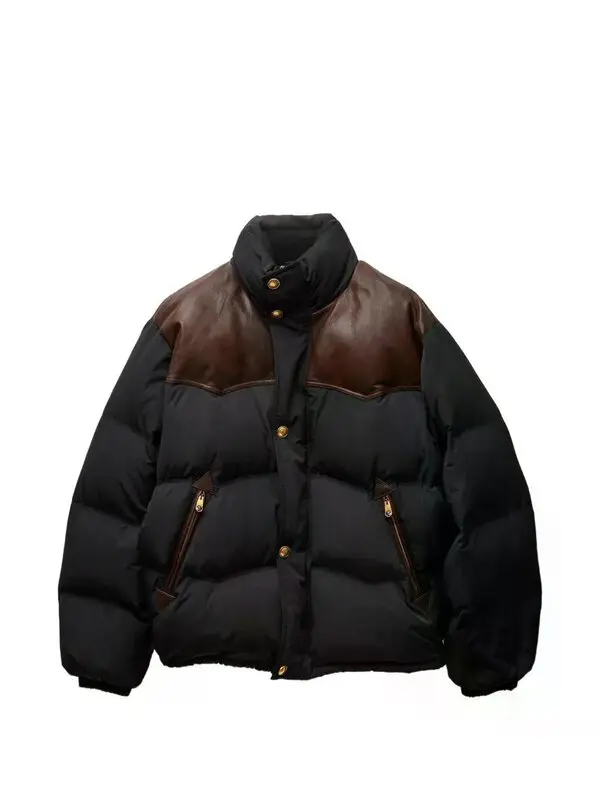 Versace Leather-trim Padded Jacket - Black