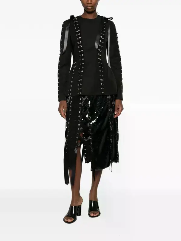 Simone Rocha Sequin-embellished Lace Midi Skirt