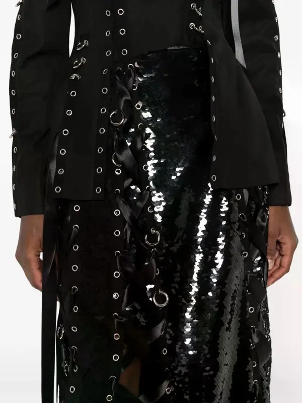 Simone Rocha Sequin-embellished Lace Midi Skirt