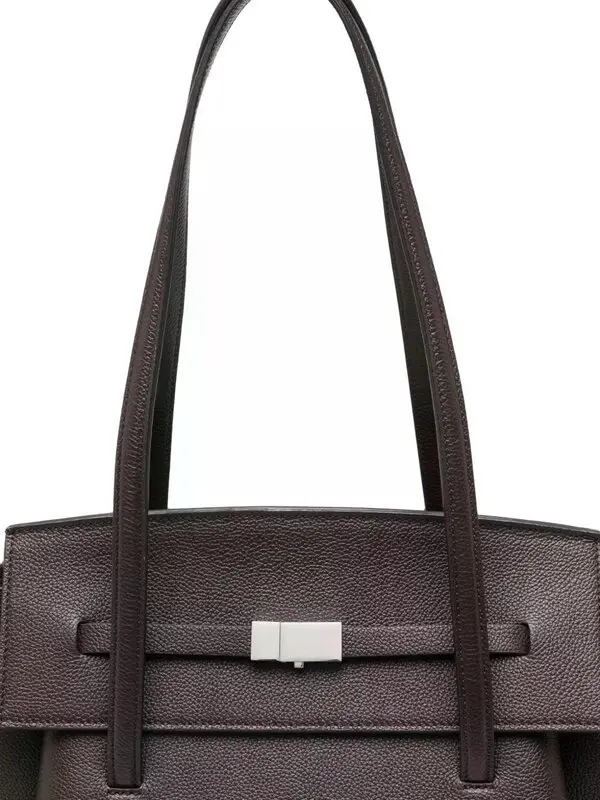 DEMELLIER Brooklyn Grained Leather Tote Bag - Brown