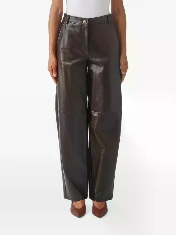 Max Mara Leather Wide-leg Trousers - Brown