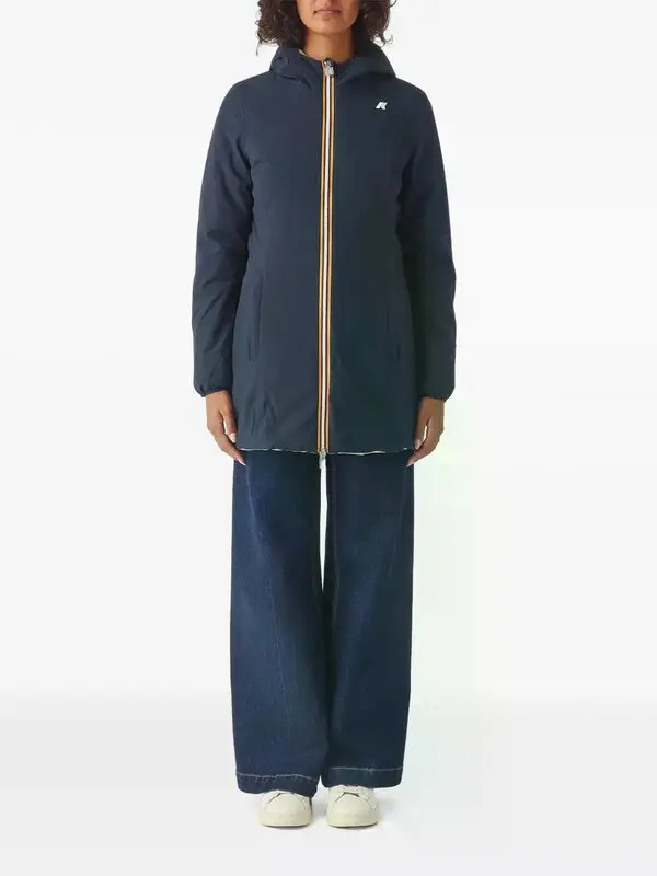 K-WAY Denise St Warm Double Hooded Logo-print Jacket - Blue