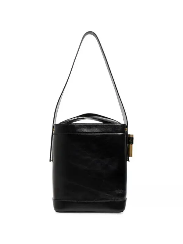 Versace Pivot Small Leather Bucket Bag With Medusa Cameo - Black