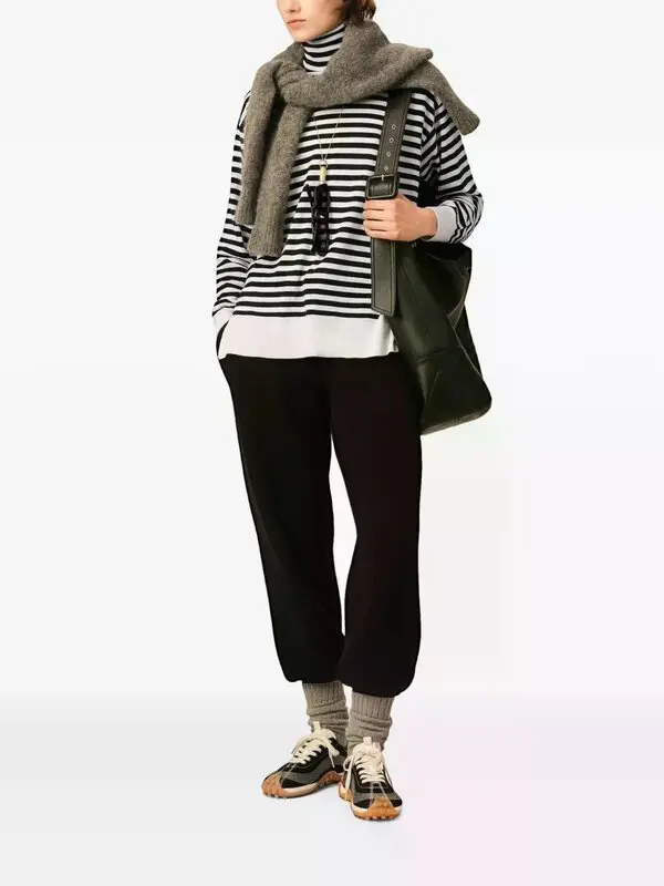 AMI Paris Sailor Striped Wool And Silk Turtleneck Sweater