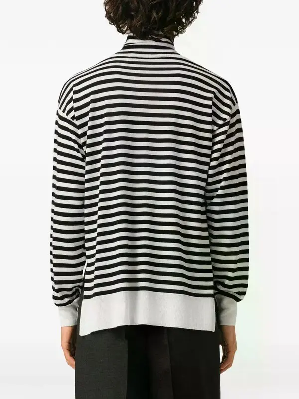 AMI Paris Sailor Striped Wool And Silk Turtleneck Sweater