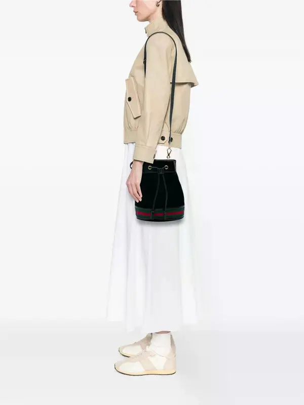 Gucci 2016-2026 Small Suede Web Ophidia Bucket Bag Satchel