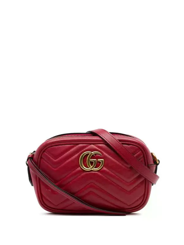 Gucci Mini Gg Marmont Matelassé Leather Crossbody Bag - Red
