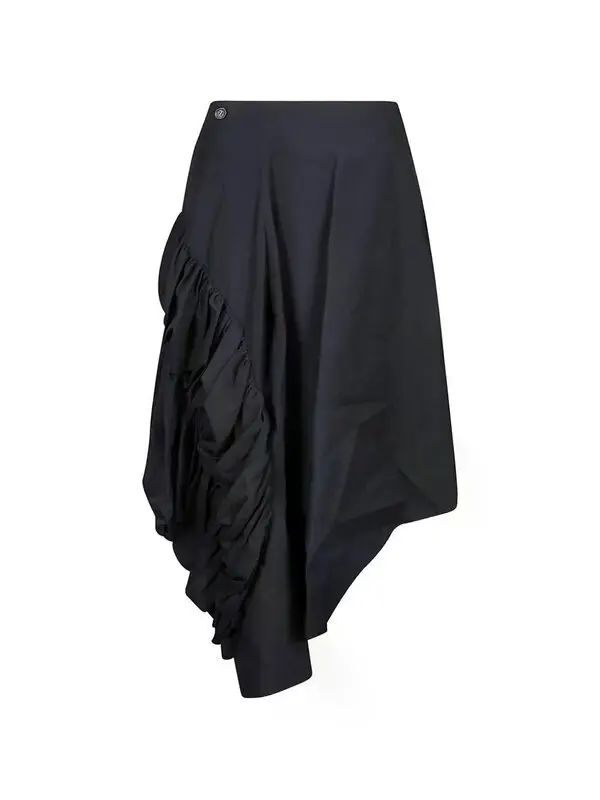 Comme Des Garçons Ruffled Asymmetric Midi Skirt - Black