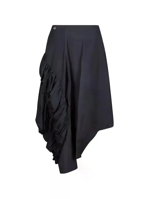 Comme Des Garçons Asymmetric Ruffled Midi Skirt - Black
