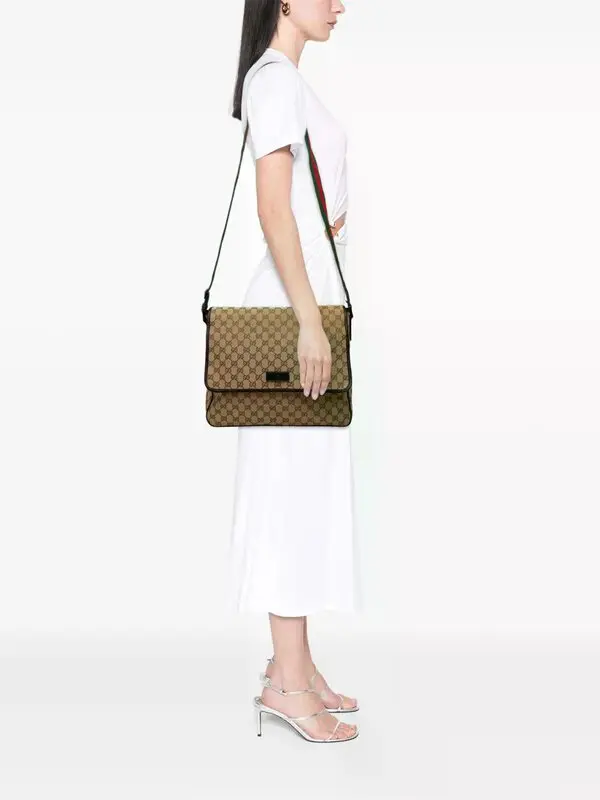 Gucci Gg Canvas Web Flap Messenger Bag