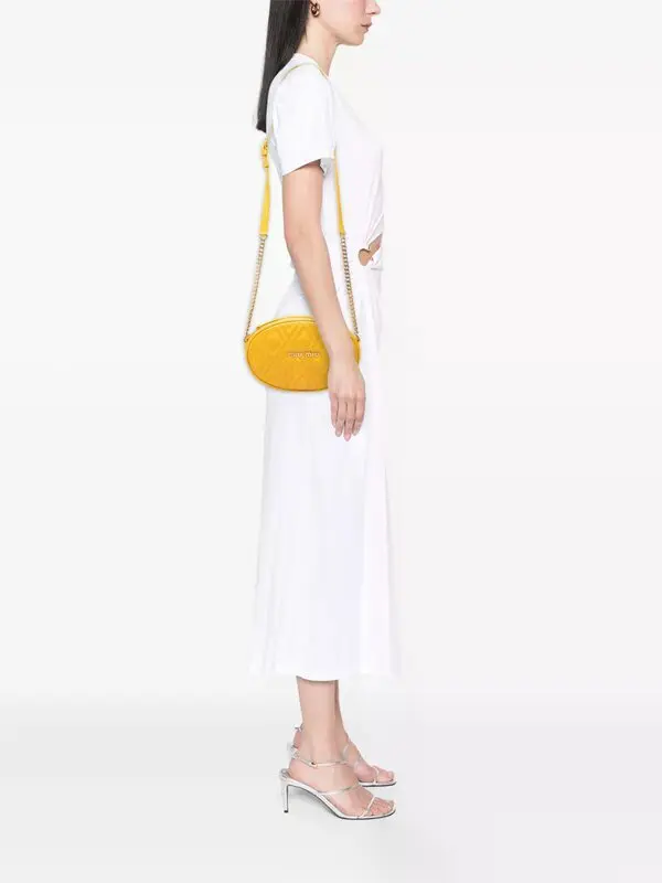 Miu Miu 2010-2026 Small Quilted Leather Oval Camera Crossbody Bag - Yellow